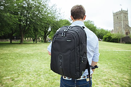 Targus EcoSpruce business Travel Laptop Backpack,15.6 inch EcoFriendly 27L waterprof work+school+computer laptop bag, Recycled fabric, MP3 Commuters rucksack, Briefcase Bag Women/ Men (TBB013EU) Black