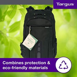 Targus EcoSpruce business Travel Laptop Backpack,15.6 inch EcoFriendly 27L waterprof work+school+computer laptop bag, Recycled fabric, MP3 Commuters rucksack, Briefcase Bag Women/ Men (TBB013EU) Black