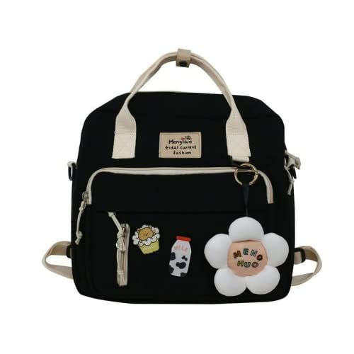 Kawaii Crossbody Purse for Girl Tote Indie Backpack School Japanese Asthetic Backpack INS Messenger Bag Kawaii Backpack Prime (black)