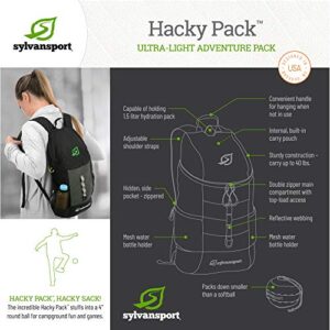 SylvanSport Hacky Pack Daypack Lightweight Hiking Backpack Durable 40 LB Carrying Capacity, Black and Grey