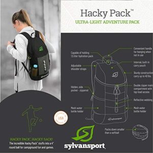 SylvanSport Hacky Pack Daypack Lightweight Hiking Backpack Durable 40 LB Carrying Capacity, Black and Grey