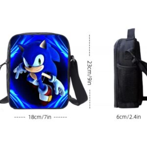 AII Lover 3Pcs Anime Hedgehog Backpack with Pencil Case,16in 3D Printed Cartoon Game Backpack Laptop Backpack (B)