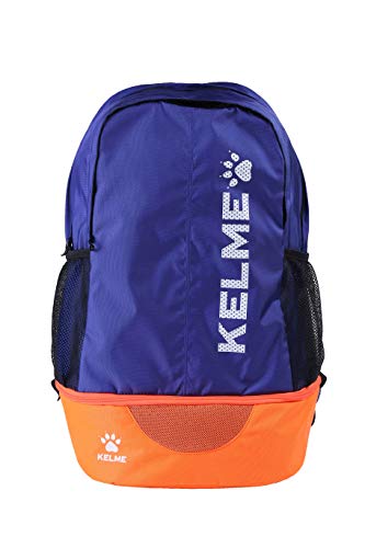 KELME Sports Soccer Bag - Backpack for Adults and Kids – Separate Cleat and Ball Holder for Basketball, baseball & Football (Blue/Orange, Adults)