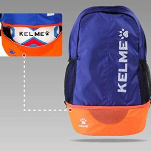 KELME Sports Soccer Bag - Backpack for Adults and Kids – Separate Cleat and Ball Holder for Basketball, baseball & Football (Blue/Orange, Adults)