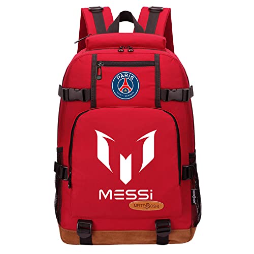 GENGX WesQi Messi Graphic Laptop Knapsack FCB Waterproof Travel Daypack,Lightweight School Backpack for Teens,Boys, Red