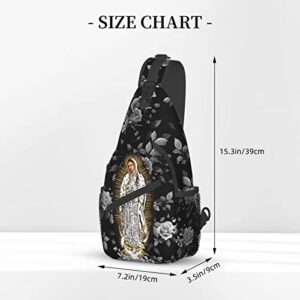 QZLAN Virgen de guadalupe Sling Bag Crossbody Chest Backpack Shoulder Daypack for Women Gym Travel Black