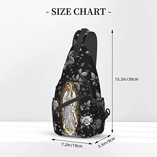 QZLAN Virgen de guadalupe Sling Bag Crossbody Chest Backpack Shoulder Daypack for Women Gym Travel Black