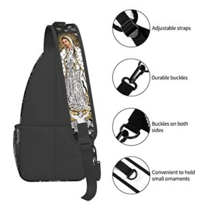 QZLAN Virgen de guadalupe Sling Bag Crossbody Chest Backpack Shoulder Daypack for Women Gym Travel Black