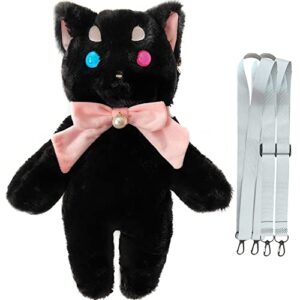 liokoon black cat plush backpack stuffed animal bag purse cute kawaii stuff plushie gift for adults women