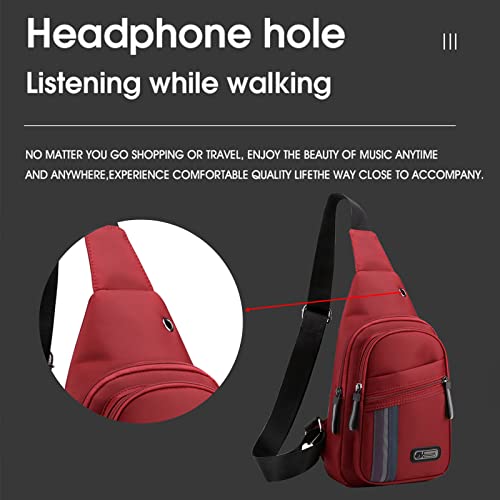 Kadlawus Sling Bag - Waterproof Crossbody Backpack With Headphone Hole Chest Shoulder Bag Daypack Crossbody for Women & Men