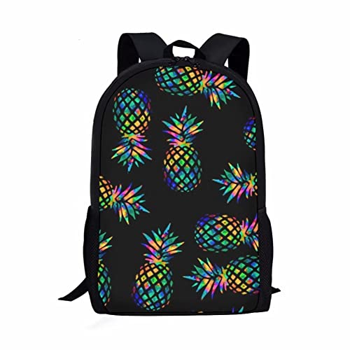 AmzPrint 17 Inch Lightweight Carry On Pineapple Backpack For Girls Elementary Middle School 3d Printing Abstract Art