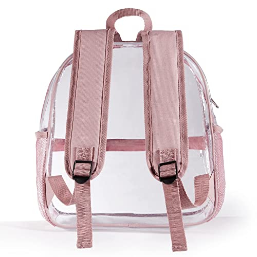 Mini Clear Backpack 12x12x6 Stadium Approved, Small Transparent Backpack for Women Girls for Sporting Event, Work, School, Music Festival and Concerts (Rose Gold)