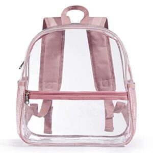 Mini Clear Backpack 12x12x6 Stadium Approved, Small Transparent Backpack for Women Girls for Sporting Event, Work, School, Music Festival and Concerts (Rose Gold)