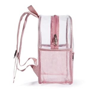 Mini Clear Backpack 12x12x6 Stadium Approved, Small Transparent Backpack for Women Girls for Sporting Event, Work, School, Music Festival and Concerts (Rose Gold)