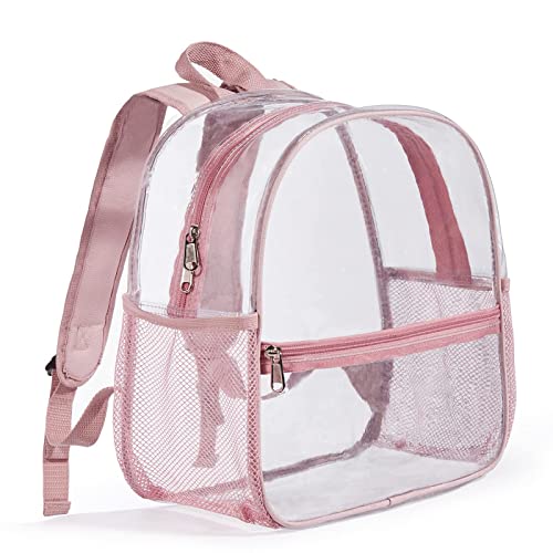 Mini Clear Backpack 12x12x6 Stadium Approved, Small Transparent Backpack for Women Girls for Sporting Event, Work, School, Music Festival and Concerts (Rose Gold)