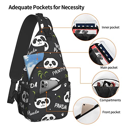 Panda Bear Annimal Crossbody Sling Bag With Adjustable Shoulder Strap Backpack For Hiking Travel Sport Climbing