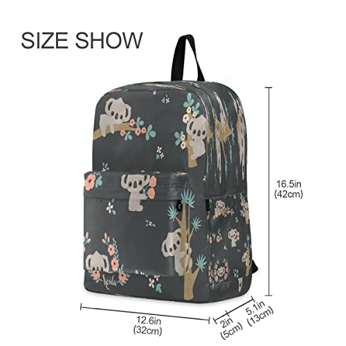 Lightweight School Backpack Koala Bookbag Schoolbag Casual Daypack for Travel with Bottle Side Pockets