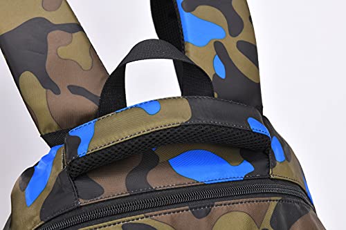 XLERHAZO School Backpack Camouflage Backpack Water Repellent Casual Daypack Lightweight Bookbags for Boys Girls (DX Camo Blue)