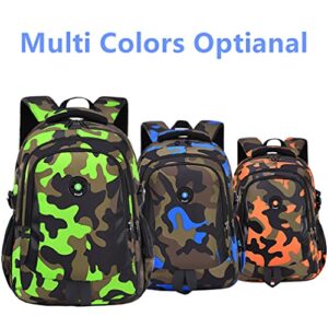 XLERHAZO School Backpack Camouflage Backpack Water Repellent Casual Daypack Lightweight Bookbags for Boys Girls (DX Camo Blue)