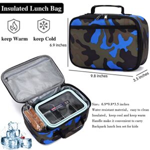 XLERHAZO School Backpack Camouflage Backpack Water Repellent Casual Daypack Lightweight Bookbags for Boys Girls (DX Camo Blue)