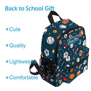 Custom Sports Football Preschool Backpack for Toddler Boy Girl School Bag for Children Personalized Camping Toddler Bookbag with Chest Strap