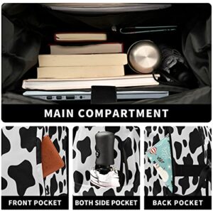 Cow Print Backpack Roll Top Backpack Black White Trendy Backpack Women & Men Casual Daypack Laptop Pocket