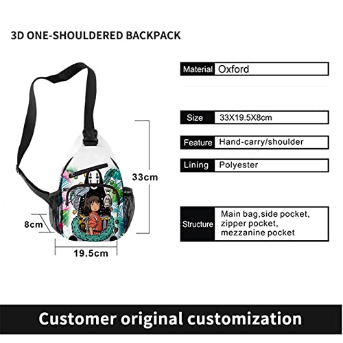 HANDAFA Unisex Spirited Single Shoulder Bag Anime Cosplay Sling Backpack Casual Daypack(Hua)