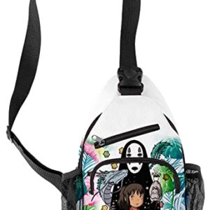 HANDAFA Unisex Spirited Single Shoulder Bag Anime Cosplay Sling Backpack Casual Daypack(Hua)