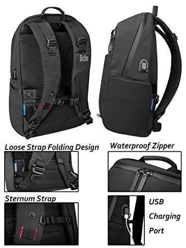 Niche Motorcycle Light weight Backpack, Waterproof laptop Backpack for Motorcycling, Commuting, Cycling, Travel Work Flight, Fits 15-inch Laptop with USB Plug 20L (N-19203+N-19801+N-19804)