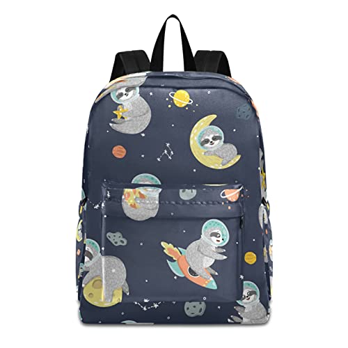 Sloth Astronaut Planet Backpack, Travel Rucksack Lightweight School Bookbag Daypack for Adults Teen Students Boys Girls