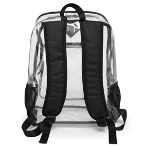 MAXPAND Heavy Duty Clear Backpack See Through Backpacks Transparent PVC Bags for School,Sports, Stadium (Black), XR-2124