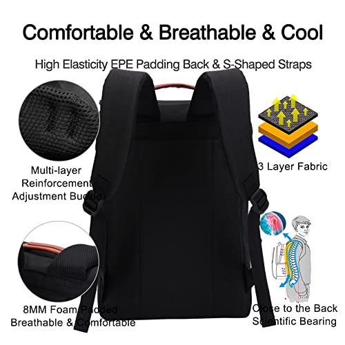 CHREPOE Laptop Backpack for Men Women College School Backpack Travel Backpack Fits 14 Inch Notebook Vintage Casual Daypack(Black)