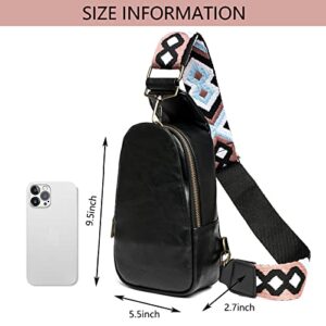 BRZSACR Womens Sling Bag, Sling Bag for Women, PU Leather Crossbody Sling Bags, Chest Bag for Women Cycling Hiking, 1pc (Black)