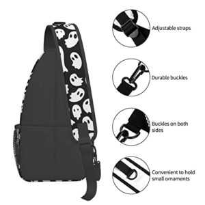 Halloween ghost Crossbody Backpack Daypack Large Sling Bag With Water Bottle Holder for Men Women Gym Travel Hiking Chest Bags