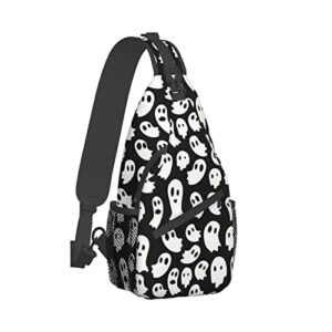 Halloween ghost Crossbody Backpack Daypack Large Sling Bag With Water Bottle Holder for Men Women Gym Travel Hiking Chest Bags