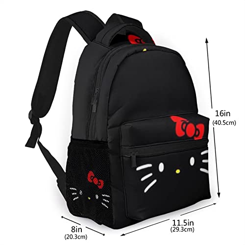 XFei Kawaii Cat Backpacks Travel Bag Laptop Bookbag for Girl Women (Black) One Size