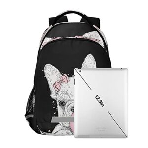 Backpack Bookbag Cute French Bulldog School Bag Travel Bag for Girls Boys Teen Age 6-12