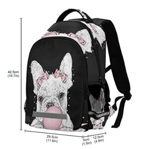 Backpack Bookbag Cute French Bulldog School Bag Travel Bag for Girls Boys Teen Age 6-12