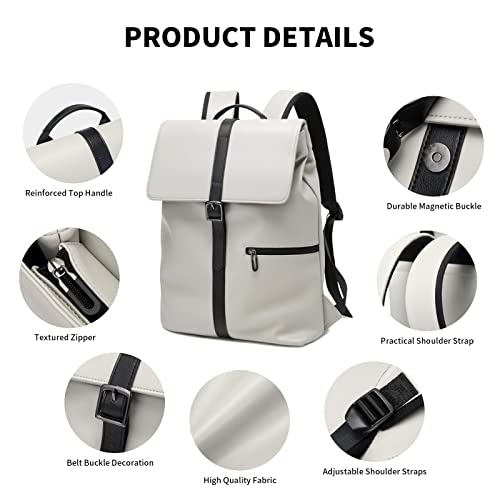 GOLF SUPAGS Laptop Backpack for Men, Business Travel Anti Theft Slim Durable Laptop Daypack, Water Resistant College School Computer Bag Fits 15.6 Inch Laptop and Notebook(Off-White)