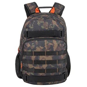 Skateboard Laptop Backpacks for School, Travel, and Work – Multipocket Skater Backpacks with Straps (Camo)