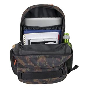 Skateboard Laptop Backpacks for School, Travel, and Work – Multipocket Skater Backpacks with Straps (Camo)