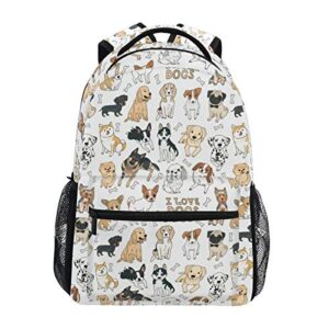 alaza cute doodle dog print animal large backpack for kids boys girls school student personalized laptop ipad tablet travel school bag with multiple pockets