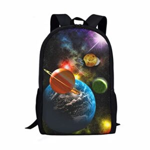 TOADDMOS Universe Planet Galaxy Backpacks for Teens Boy School Backpack with Lunch Bag and Pencil Case, 3 Pieces School Bag Set for Kids