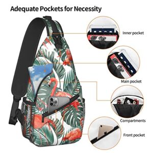 Docsckus Unisex Waterproof Sling Bag Casual Crossbody Shoulder Backpack Chest Daypack for Men Women Travel Sport Hiking Gym Flamingo