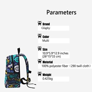 Glaphy Motorcycles Colorful Kids Backpack for Boys Girls, Kindergarten Elementary Backpack with Chest Strap, Preschool Toddler Bookbag with Reflective Stripes