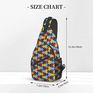 Autism Awareness Puzzle Pattern Sling Bags Shoulder Backpack Small Cross Body Chest Sling Backpack For Women Men