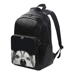 ALAZA Husky Dog Face Fun Large Canvas Backpack Water Resistant Laptop Bag Travel School Bags with Multiple Pockets for Men Women College