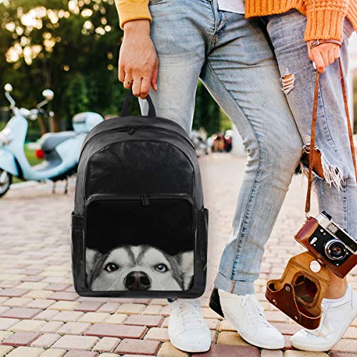 ALAZA Husky Dog Face Fun Large Canvas Backpack Water Resistant Laptop Bag Travel School Bags with Multiple Pockets for Men Women College