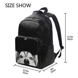 ALAZA Husky Dog Face Fun Large Canvas Backpack Water Resistant Laptop Bag Travel School Bags with Multiple Pockets for Men Women College