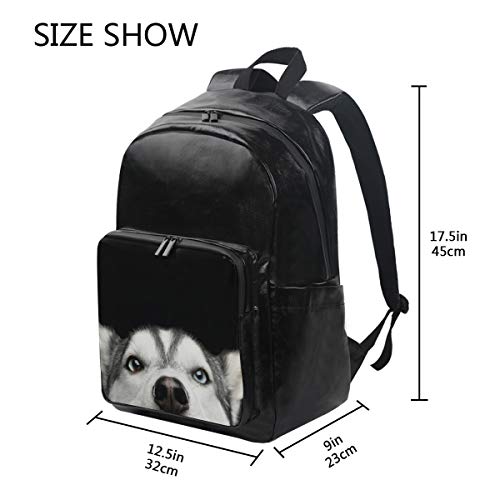 ALAZA Husky Dog Face Fun Large Canvas Backpack Water Resistant Laptop Bag Travel School Bags with Multiple Pockets for Men Women College